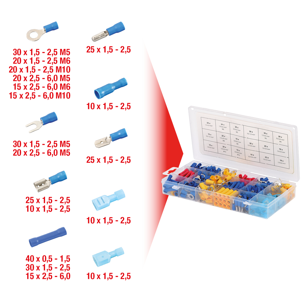 Crimp connectors assortment, 360 pcs | Din and standard parts ...