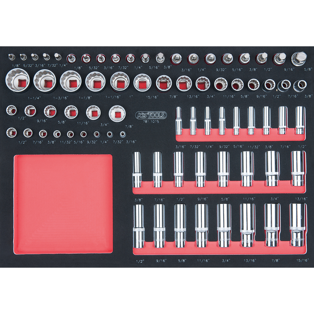 SCS CHROMEplus 1/4"+3/8"+1/2" lokma anahtar seti, 75 parça, 1/1 sistem ...