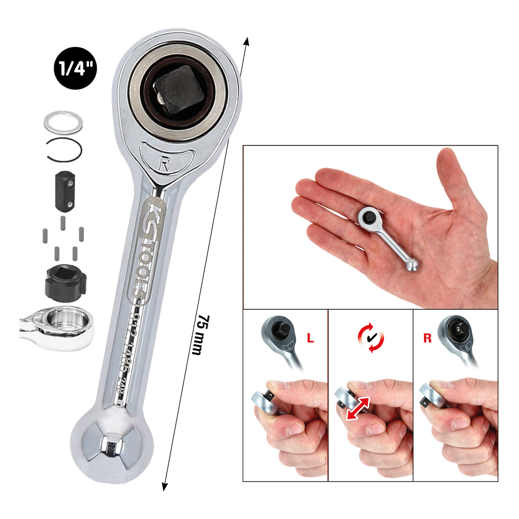 1/4" Mini-Freilauf-Ratsche | 1/4" | Umschaltknarren | Steckschlüssel ...
