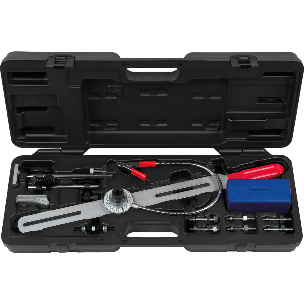 Dual mass flywheel inspection tool with angular degree disc and dial ...