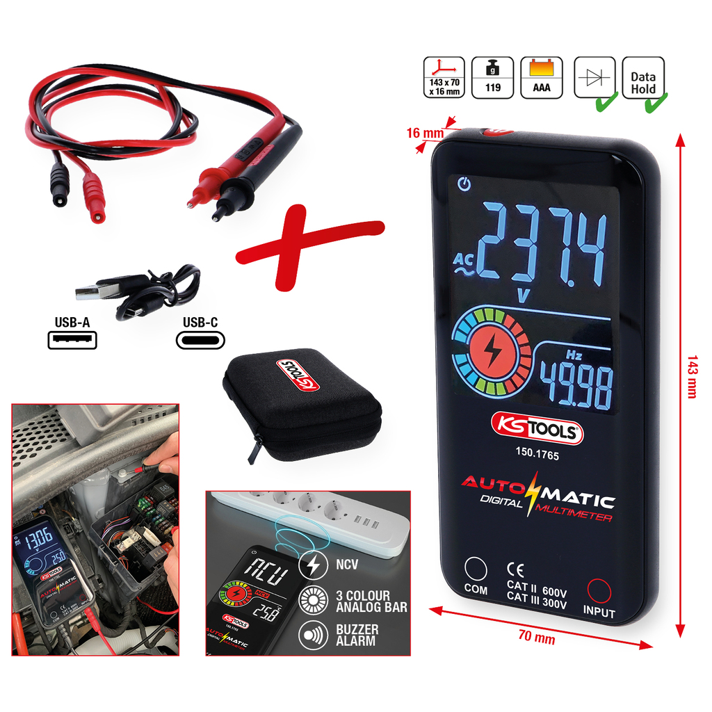 Automatic digital multimeter incl. test probes | Multimeter ...