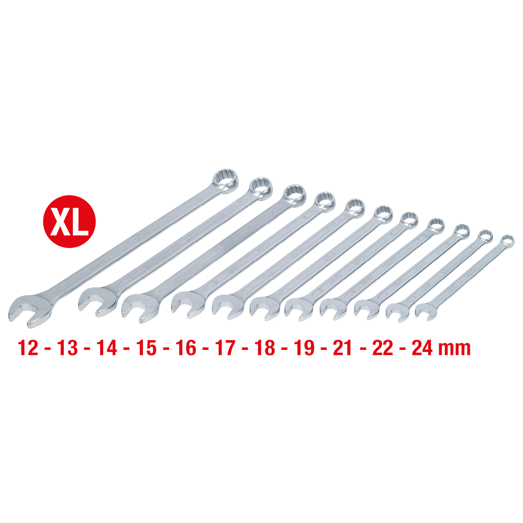 Combination spanner set, extra long 11 pcs 12-24mm | Combination ...