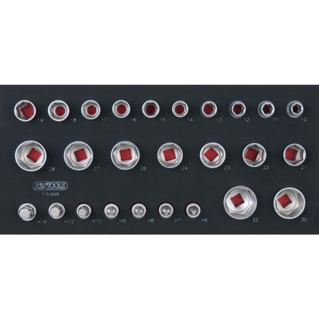 SCS Hexagonal socket set, 1/2", 26 pcs, 1/3 system insert | KS Tools ...