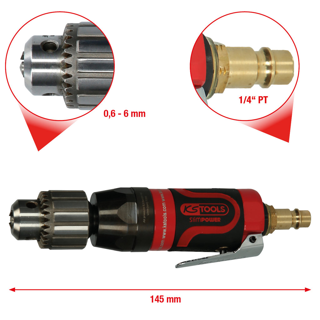 3/8" SlimPOWER mini-pneumatic straight drill, 7.000 rpm | Body boring ...