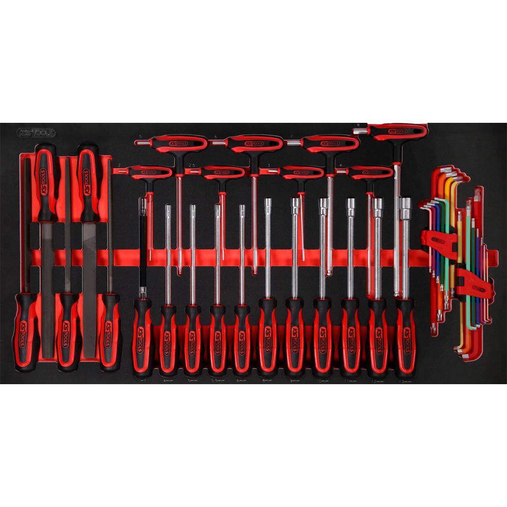 Screwdriver and file set in foam insert, 42 pcs | L (755 x 398 mm ...