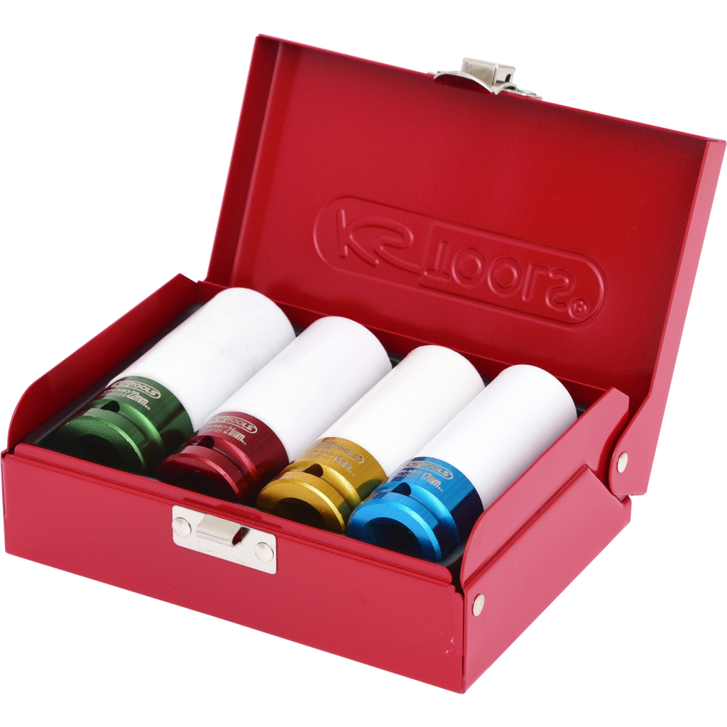 1/2" Aluminium wheel impact socket set, 4 pcs | Wheel bolting socket ...