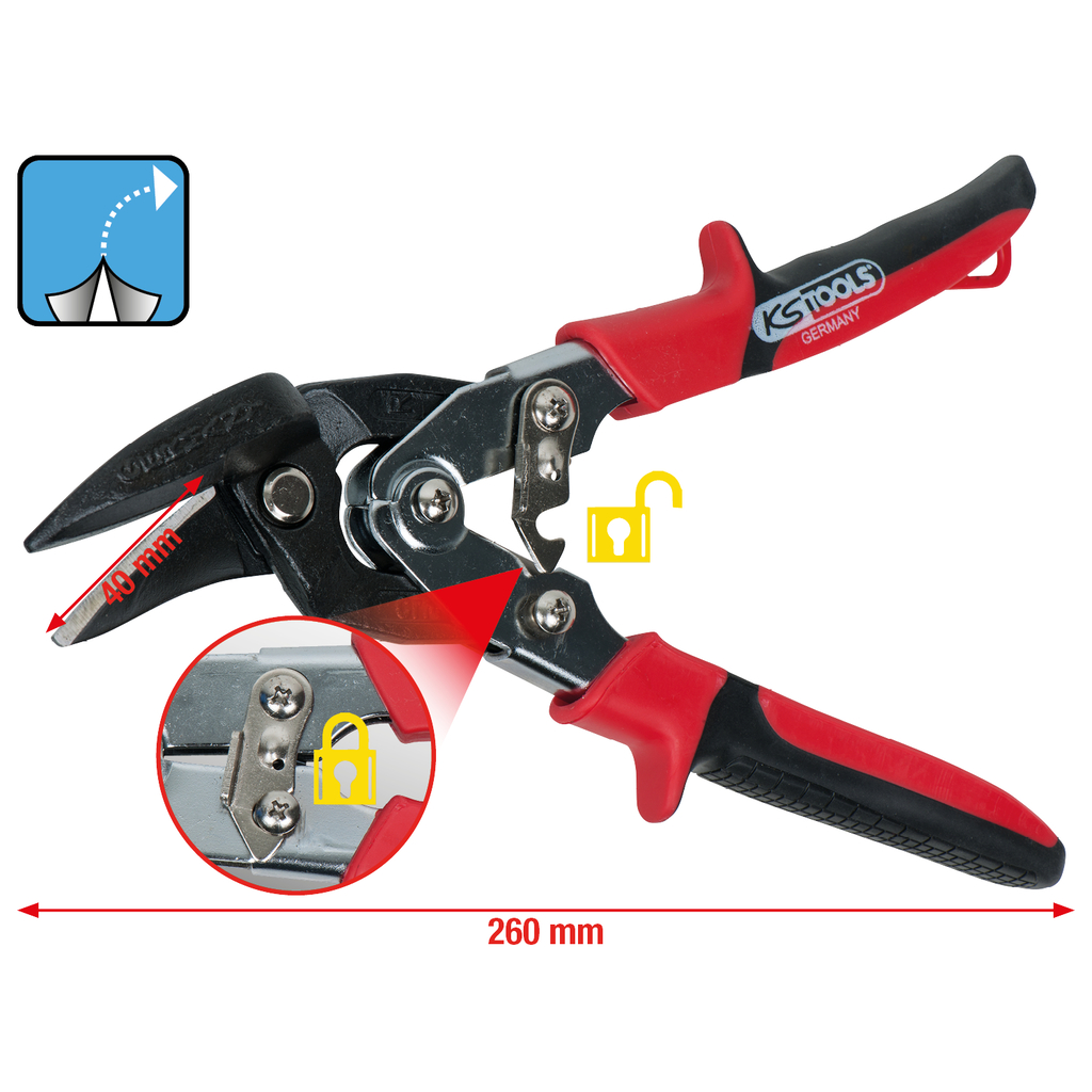 Template cutting shear with lever gearing, right handed cut | Sheet ...
