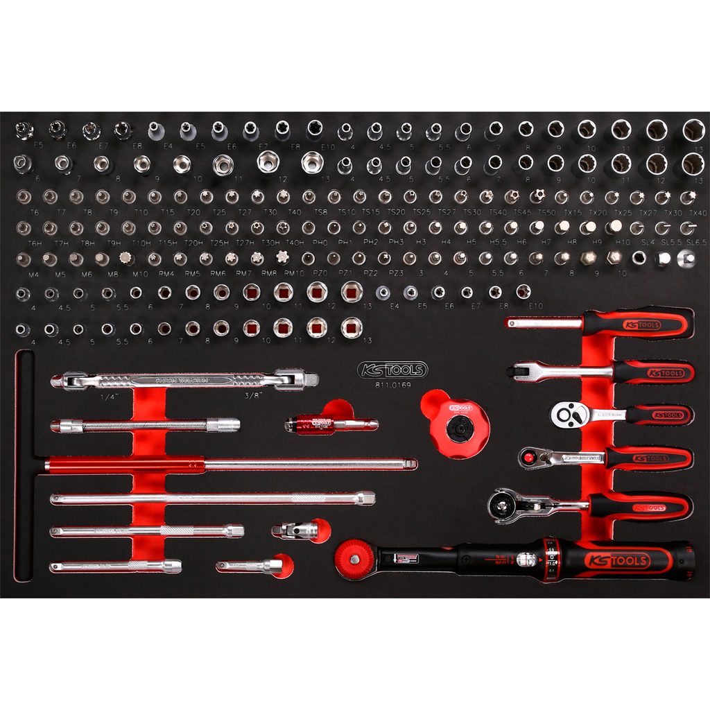 1/4" socket spanner set in foam insert, 169 pcs | M (568 x 398 mm ...