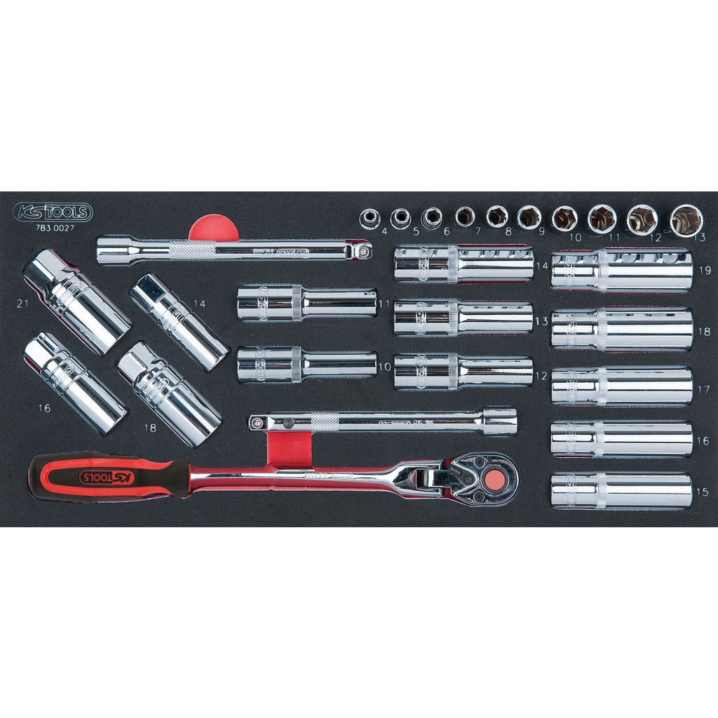 SCS CHROMEplus 1/4"-1/2" Zündkerzen-Service-Satz, 27-tlg in 1/3 ...