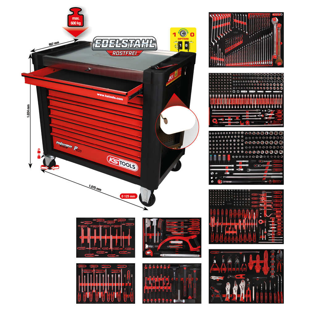 Carro de taller Performanceplus P30 con 706 herramientas, 7 cajones ...